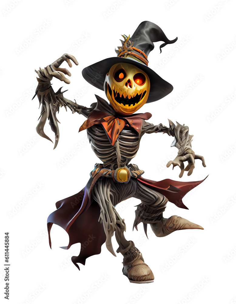 Halloween witch 3d character scary poses isolated on white or ...