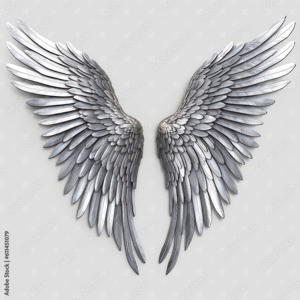 metal Angel Wings Mockup,isolated on white background,Generative AI ...