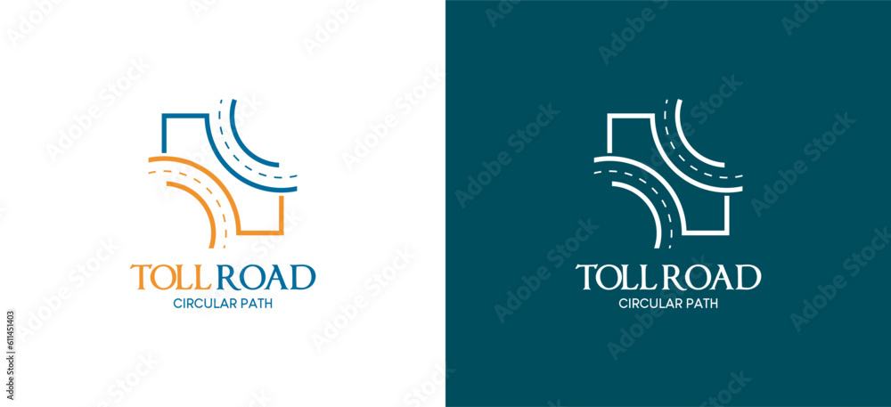 Circular toll road logo design with line art style, modern road logo ...