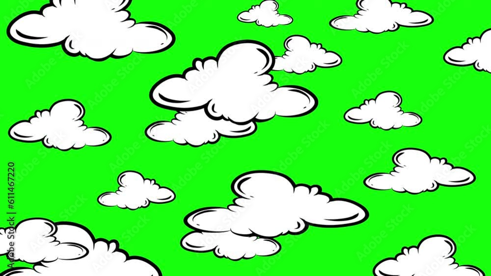 Cloudy sky animation. Animated Cartoon Clouds timelapse isolated on ...