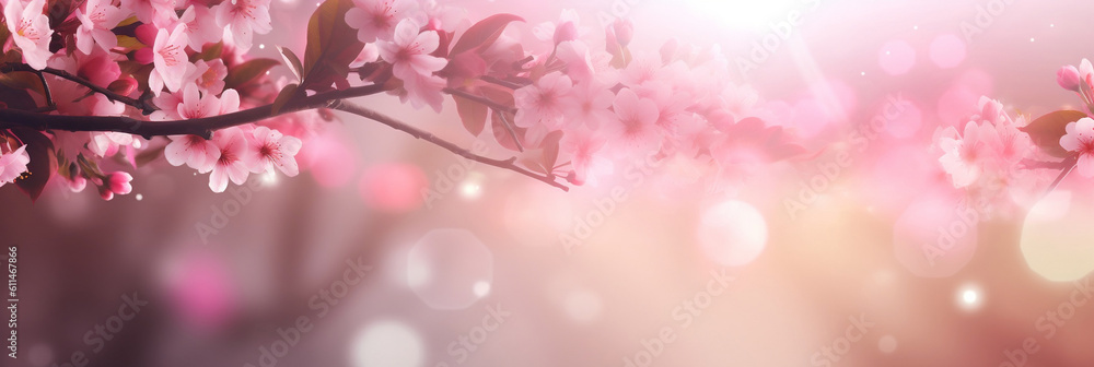 Spring blossom tree pink flowers and abstract background with bokeh ...