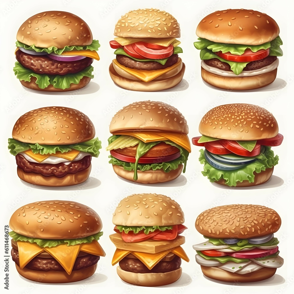 hamburger icons that are different styles of hamburgers, in the style ...