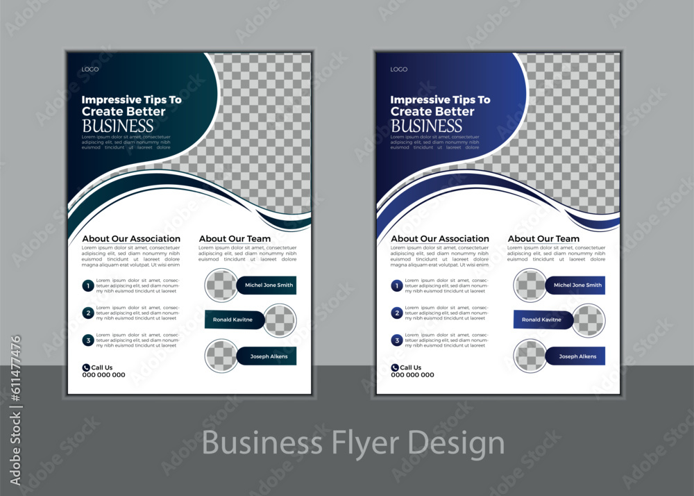 Corporate business flyer template design set with two different color ...