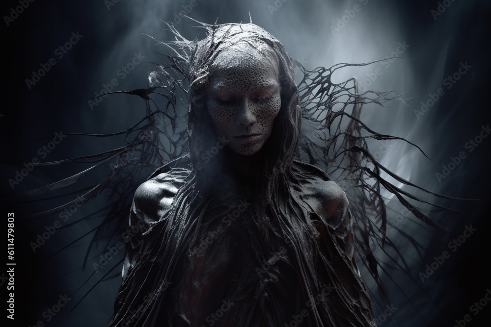 Religion, fantasy, fashion, good and evil concept. Abstract and surreal ...