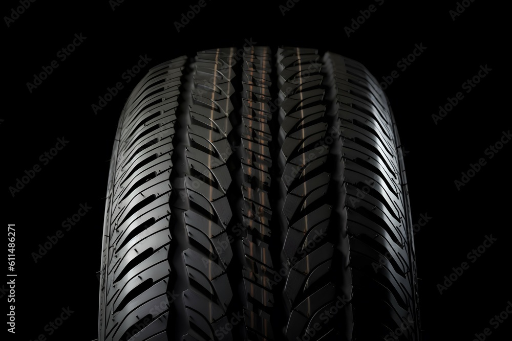 straight frontal photo of tire tread on black background, Cinematic ...