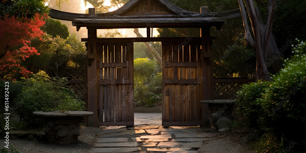 Zen Garden - an unassuming wooden gate marking the entrance to the ...