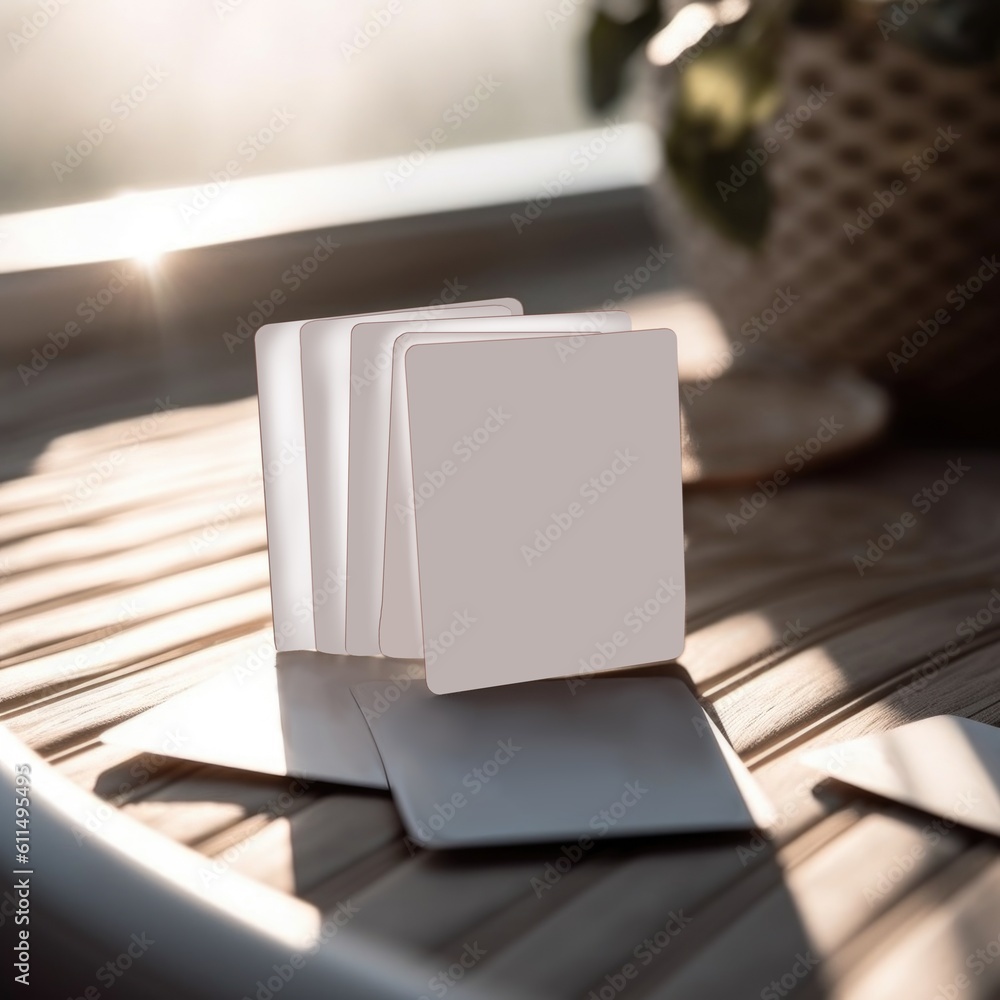 Ai generated. Deck of Playing cards mockup of playing cards on wooden ...