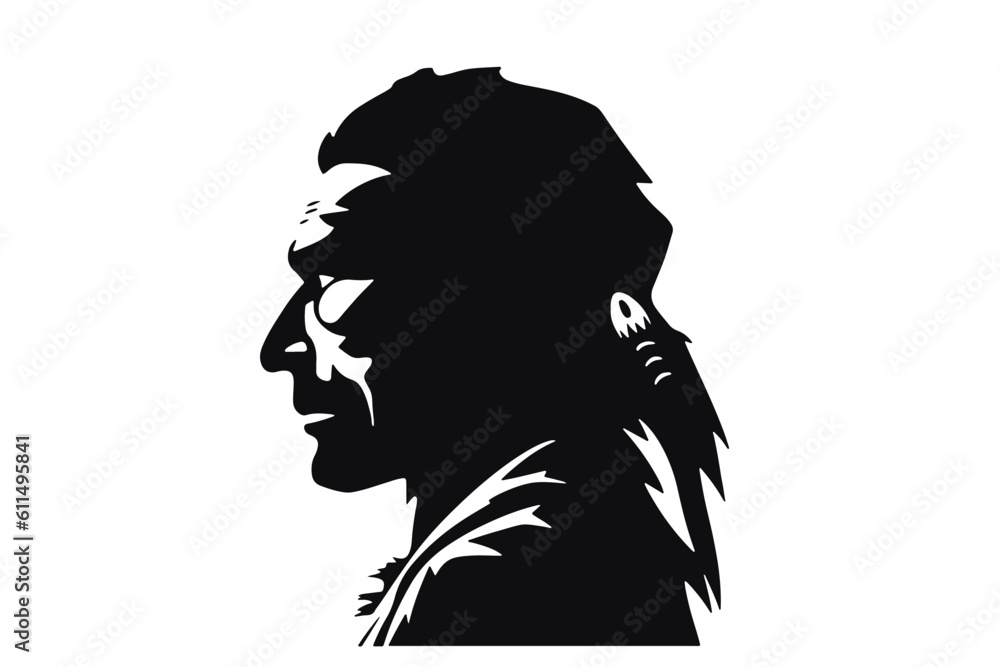Native American Indian head profile. Mascot sport team logo. Vector ...