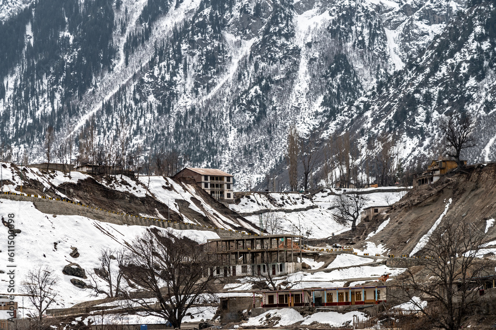 Snow covered mountains of Kalam valley in Swat Pakistan Stock Photo ...
