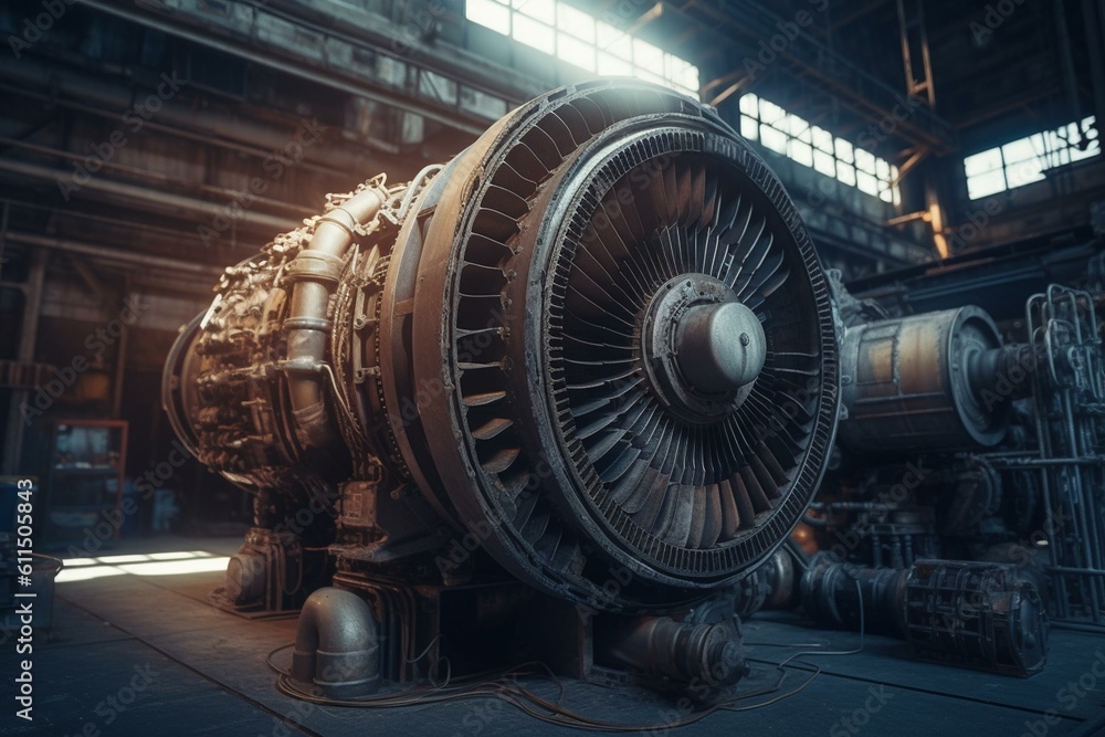 3D model of aircraft engine test area. Virtual copy. Visualized ...