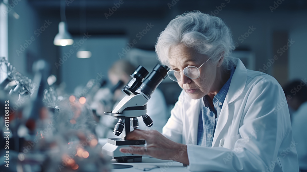 Important research. Serious experienced scientist working with her ...