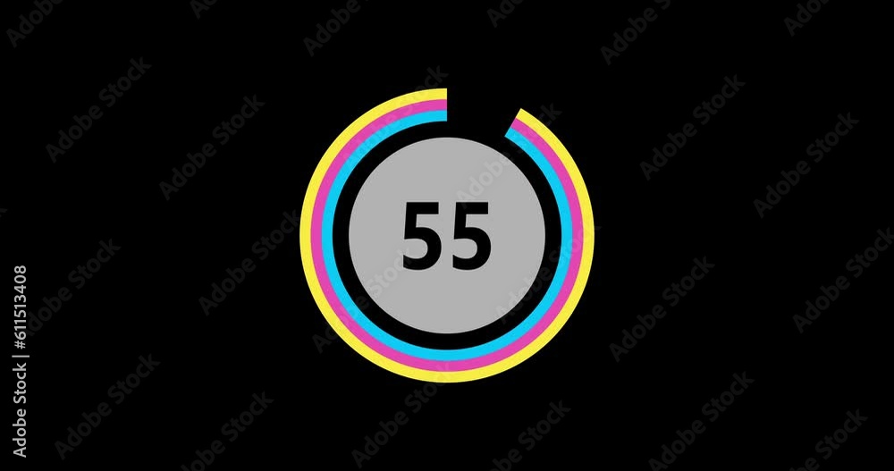 Countdown timer from 60 to 0 seconds realtime. Modern flat design of ...