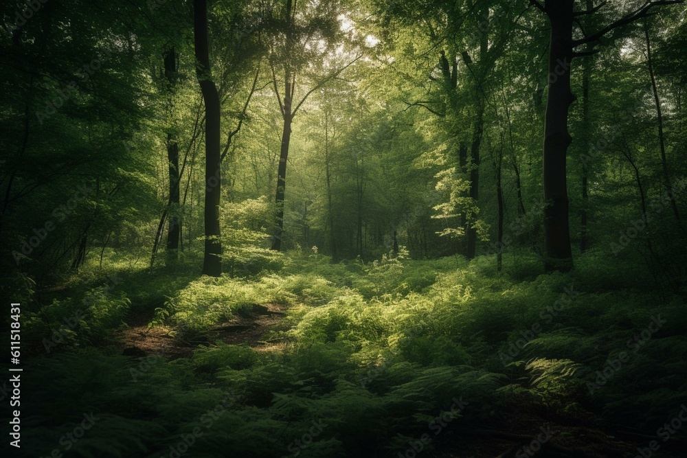 Healthy green forest with fresh air for breathing, connecting to nature ...