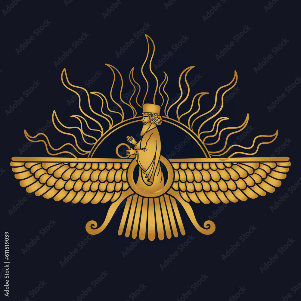 Ahura Mazda Zoroastrian benevolent God Of Truth, Iranian religion Stock ...