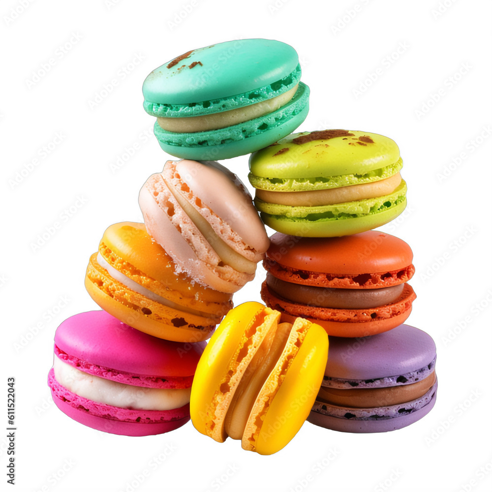 A pile of colorful macaroons sitting on top of each other on a ...