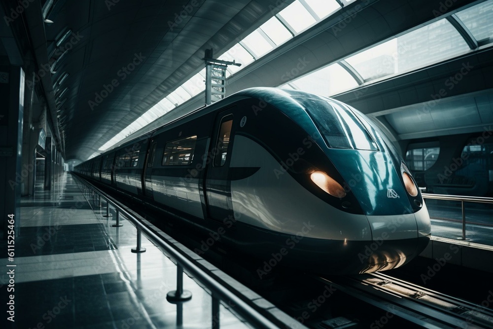 Futuristic travel via supersonic and maglev trains, powered by advanced ...
