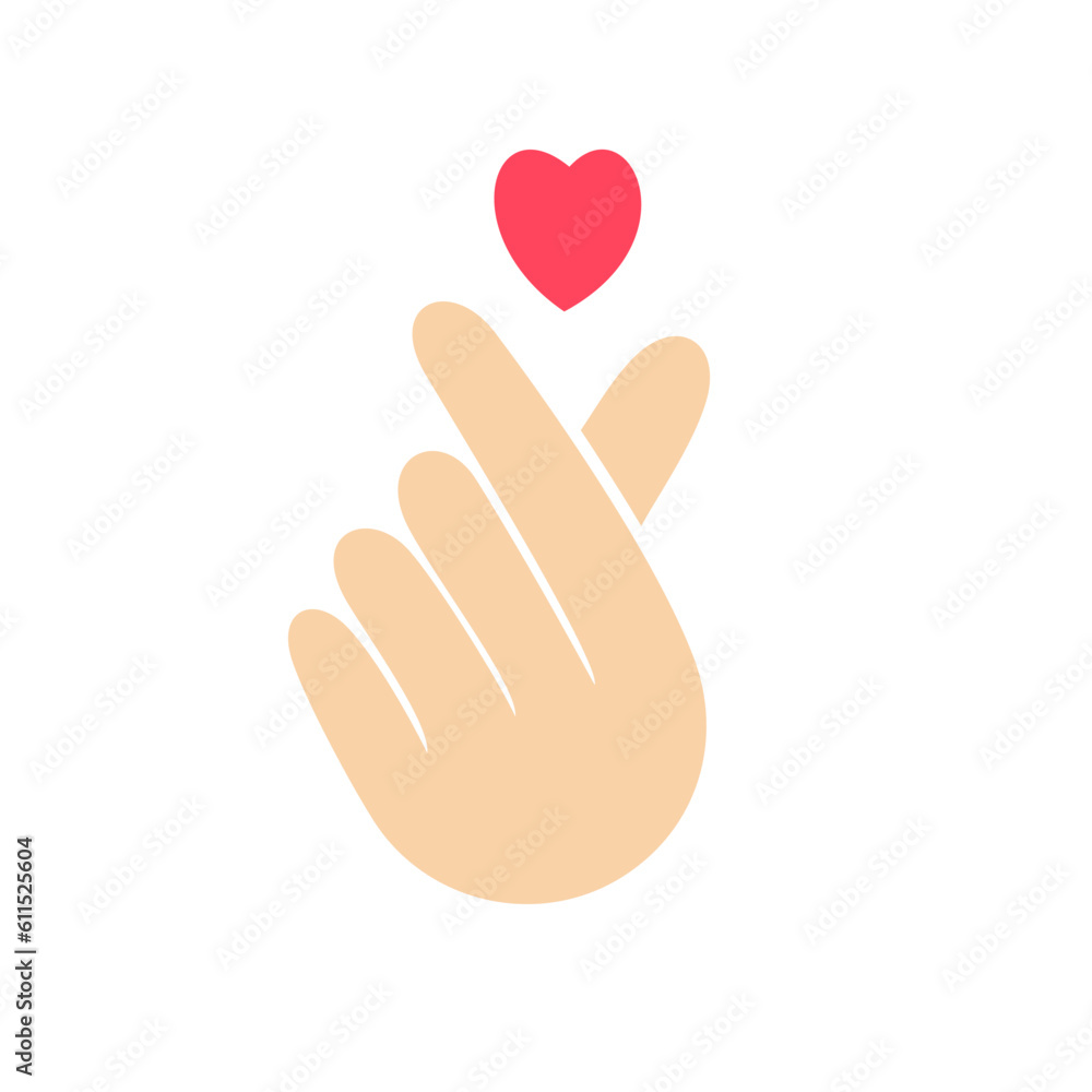 Korean Finger Heart Saranghae vector icon illustration design Stock ...