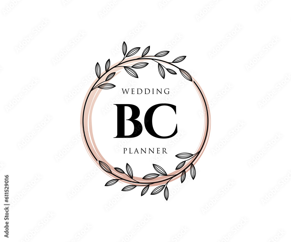BC Initials letter Wedding monogram logos collection, hand drawn modern ...