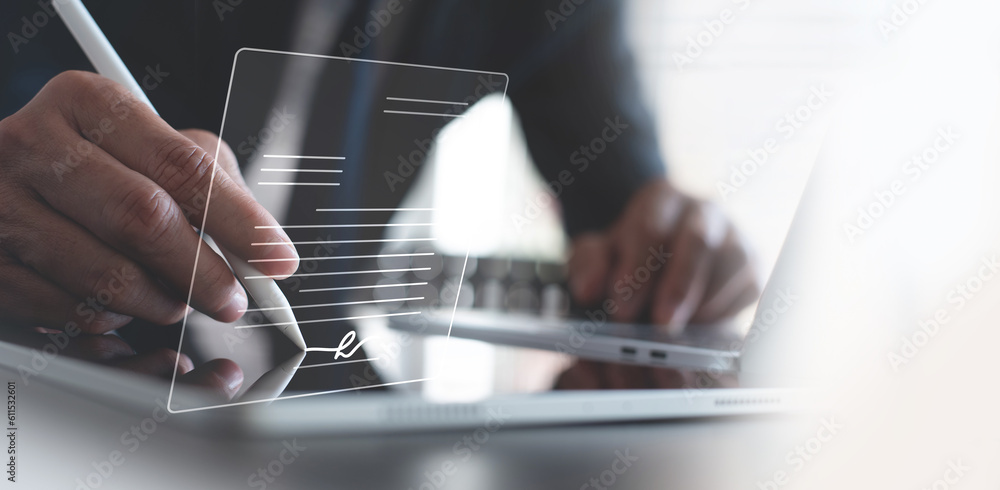 E-signing, electronic signature, document approve, paperless office ...