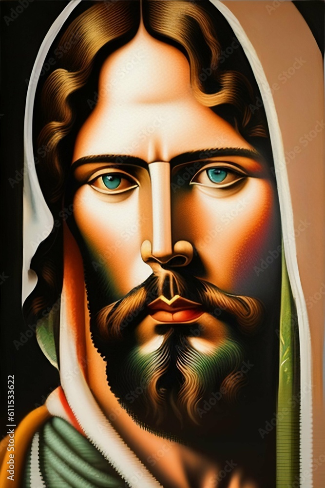 Portrait Jesus Christ style cubism art created with Generative AI ...