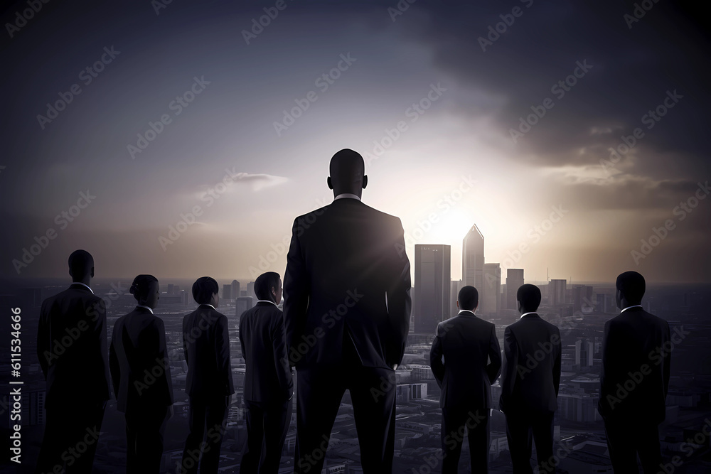 Corporate Leadership: confident and inspiring leader addressing a team ...
