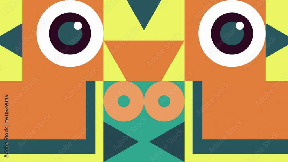 geometric design with eyes patterns background loop, animated circles ...