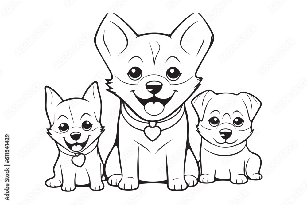 Kids Coloring Book, Coloring Pages, Dog Character Coloring Page With ...