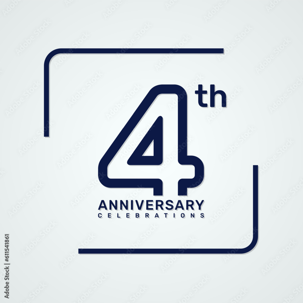 4th anniversary logo design with double line style concept, logo vector ...