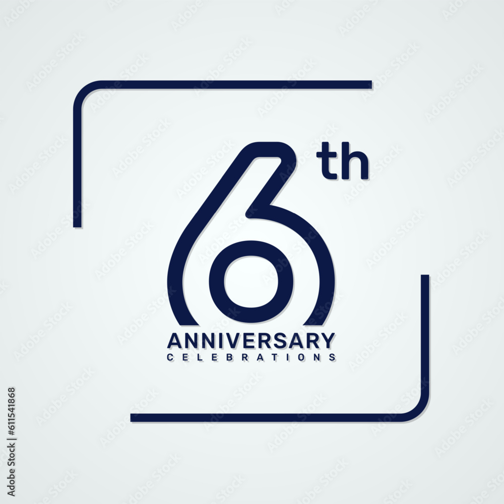 6th anniversary logo design with double line style concept, logo vector ...