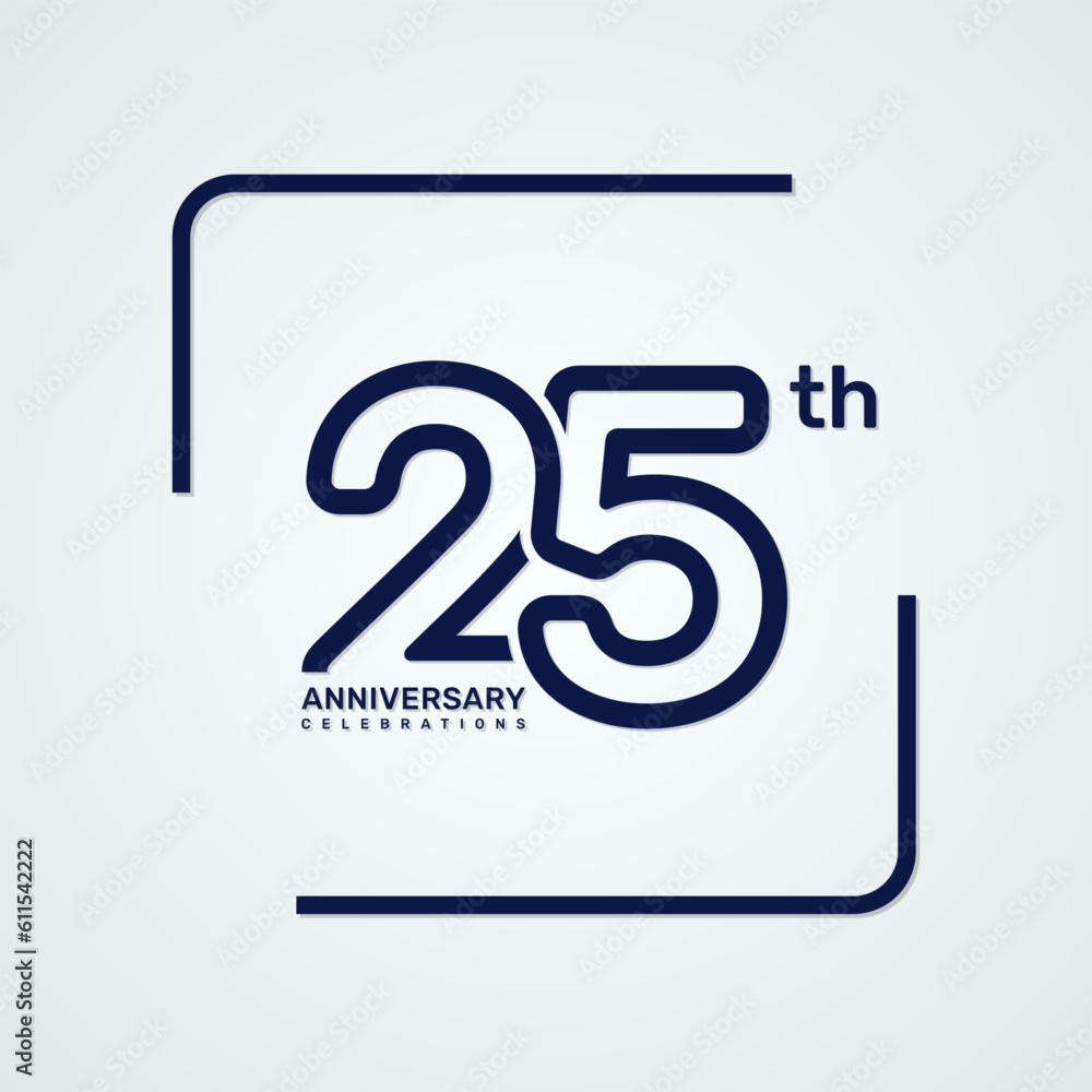 25th anniversary logo design with double line style concept, logo ...