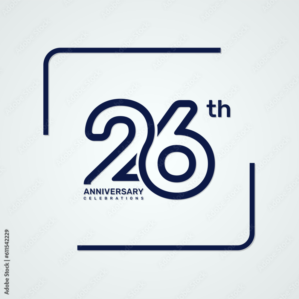 26th anniversary logo design with double line style concept, logo ...