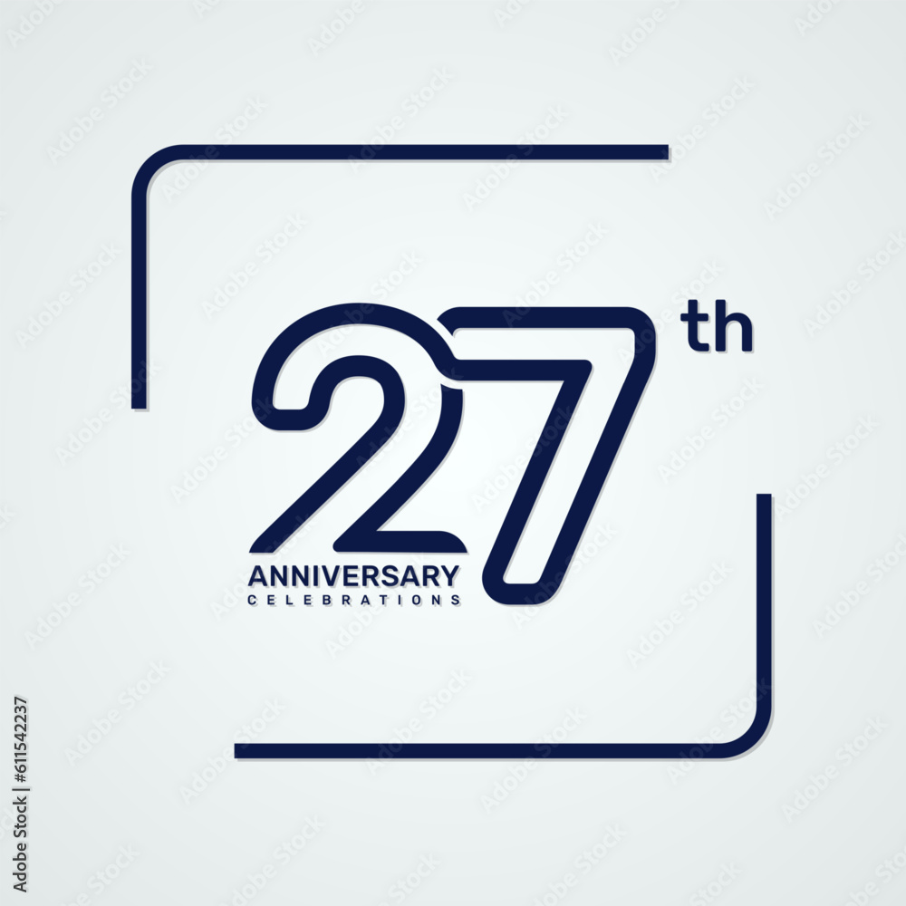 27th anniversary logo design with double line style concept, logo ...