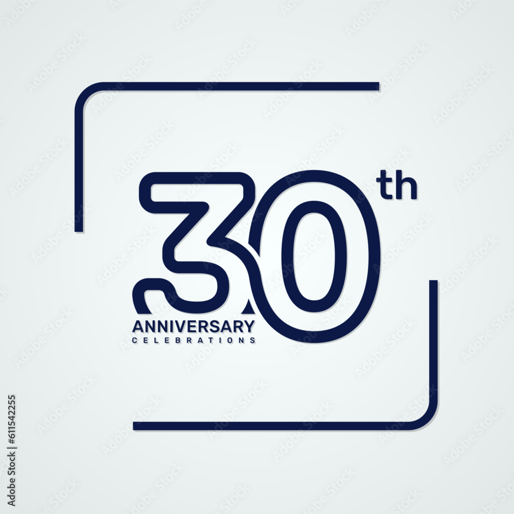 30th anniversary logo design with double line style concept, logo ...