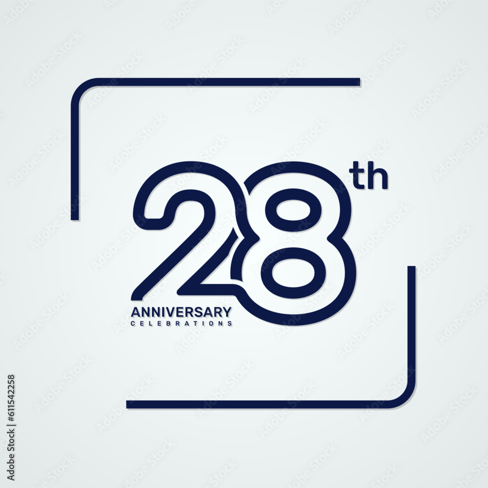 28th anniversary logo design with double line style concept, logo ...