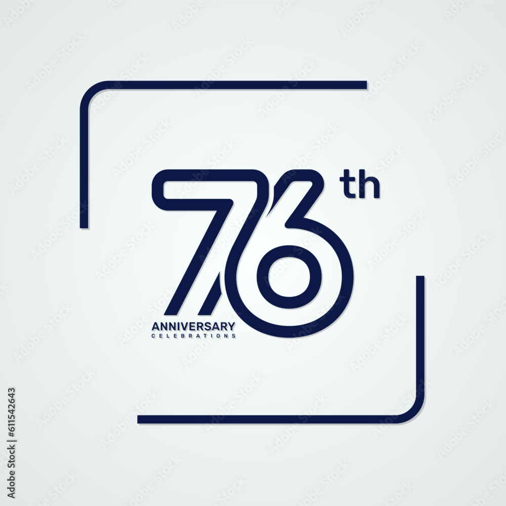 76th anniversary logo design with double line style concept, logo ...