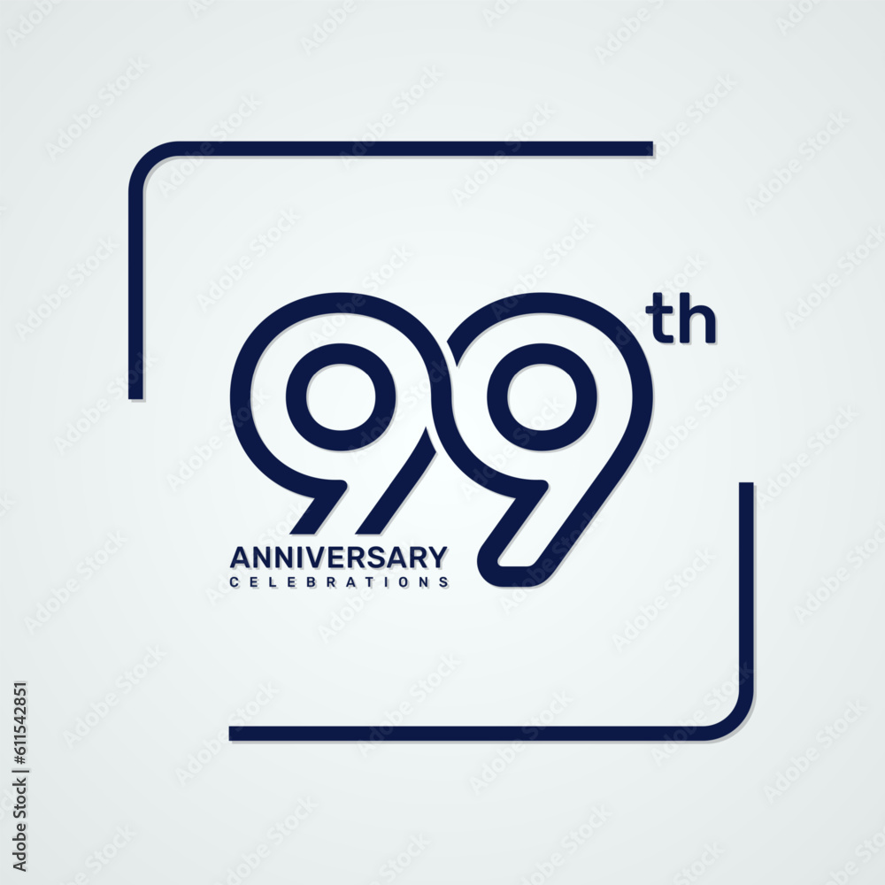 99th anniversary logo design with double line style concept, logo ...