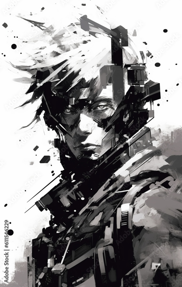 an amazing style of surreal manga illustration of cyberpunk, futuristic ...