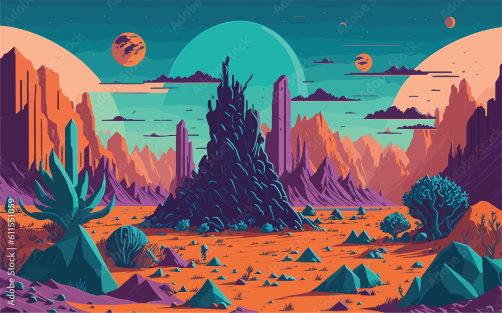 background illustration showcasing a mystical and otherworldly alien ...