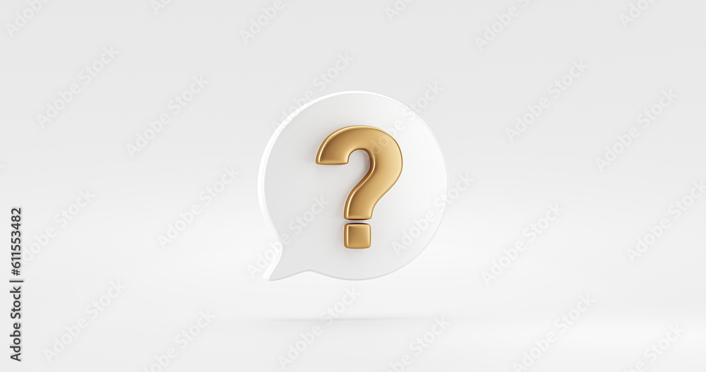 Gold question mark symbol 3d solution problem idea concept of golden ...