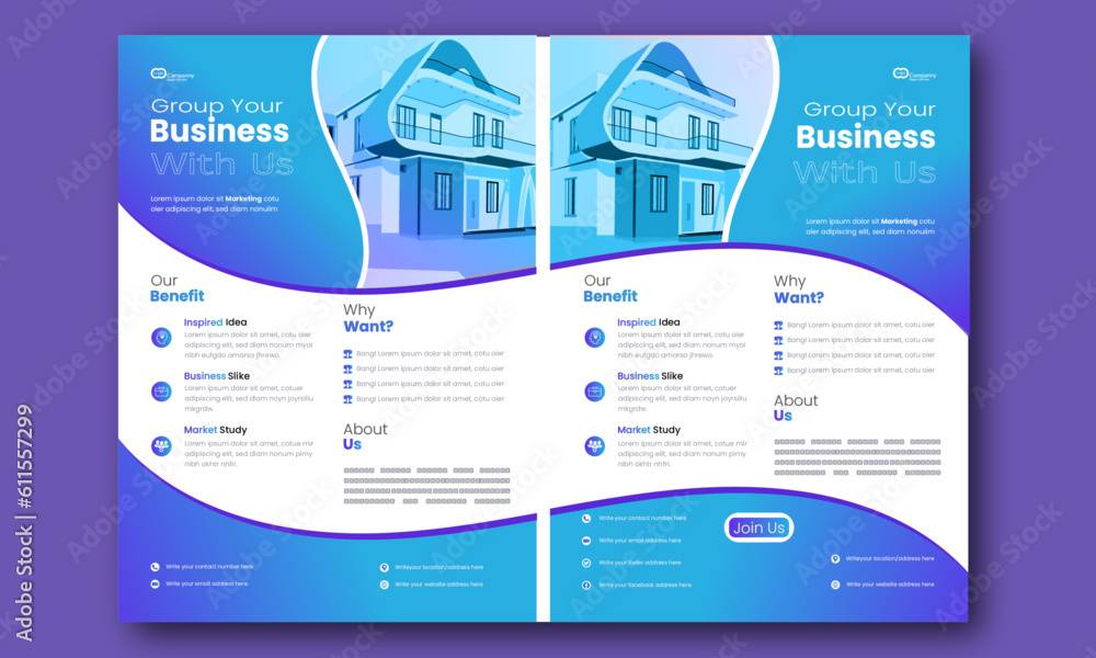 Modern A4 size Business Flyer vector template layout. Brochure cover ...