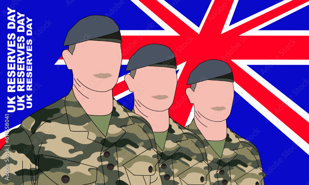 British Reserves marching against the British flag in the background ...