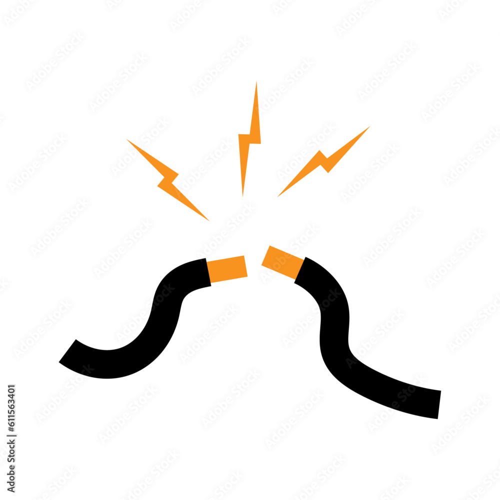 Editable vector illustration of an electrical spark. Short circuit with ...
