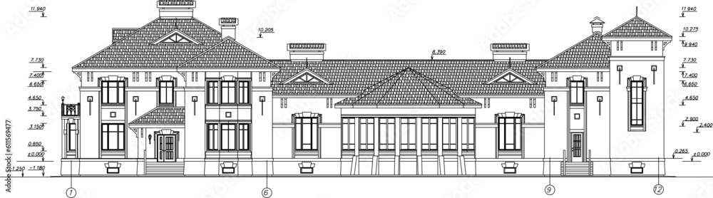 Vetor de Vector sketch illustration of a classic vintage colonial old ...