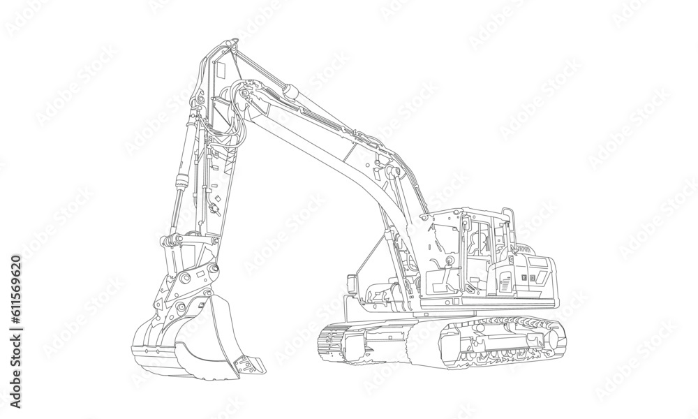 Crane truck with view from side isolated on white background ...