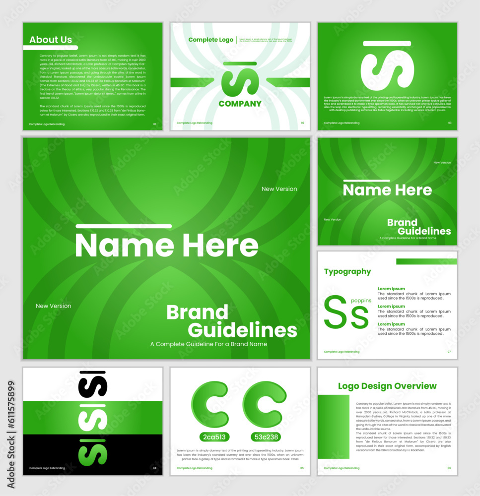 Brand Guidelines template. Brand Identity presentation. Logo Guideline ...