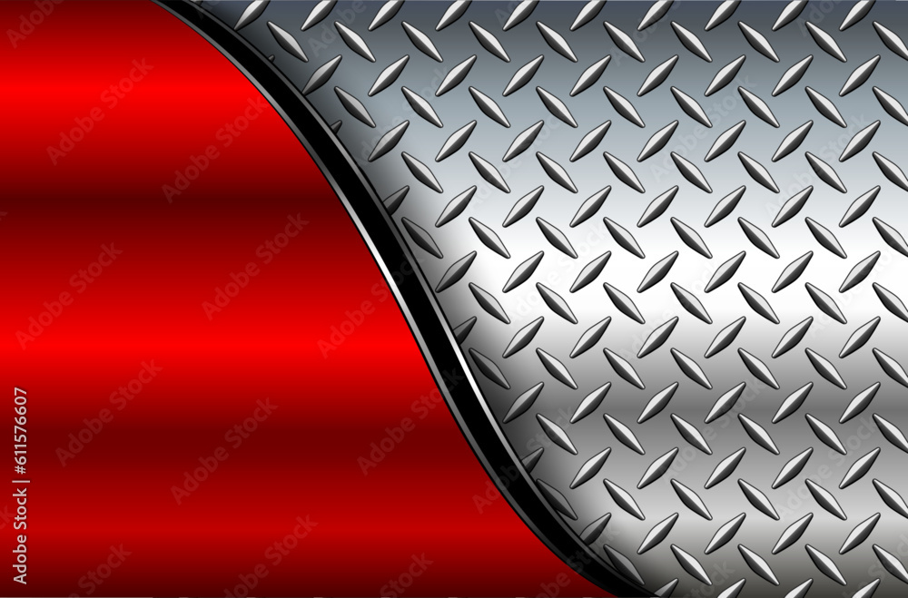 Silver red metal background with chrome shiny diamond plate pattern ...