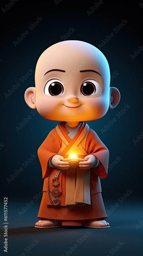Cute 3 year old monk cartoon character - created using generative Ai ...