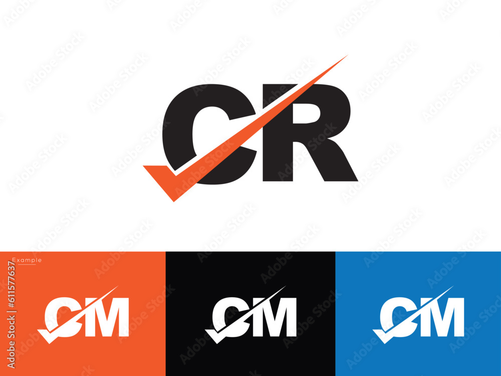 Initial Business cr rc Logo Letter And Check mark symbol Stock Vector ...