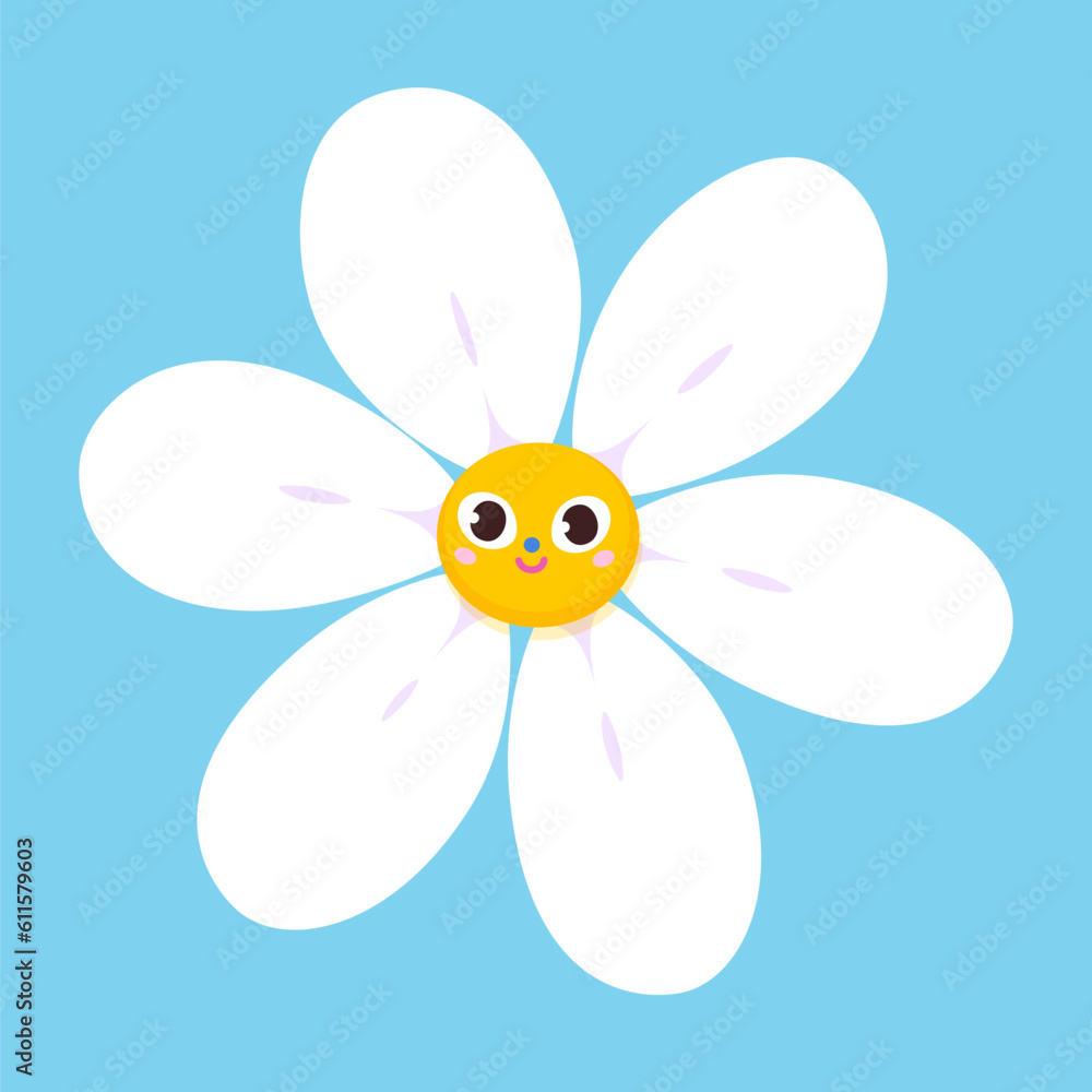 Vetor de Cute daisy flower character vector illustration. Cartoon ...