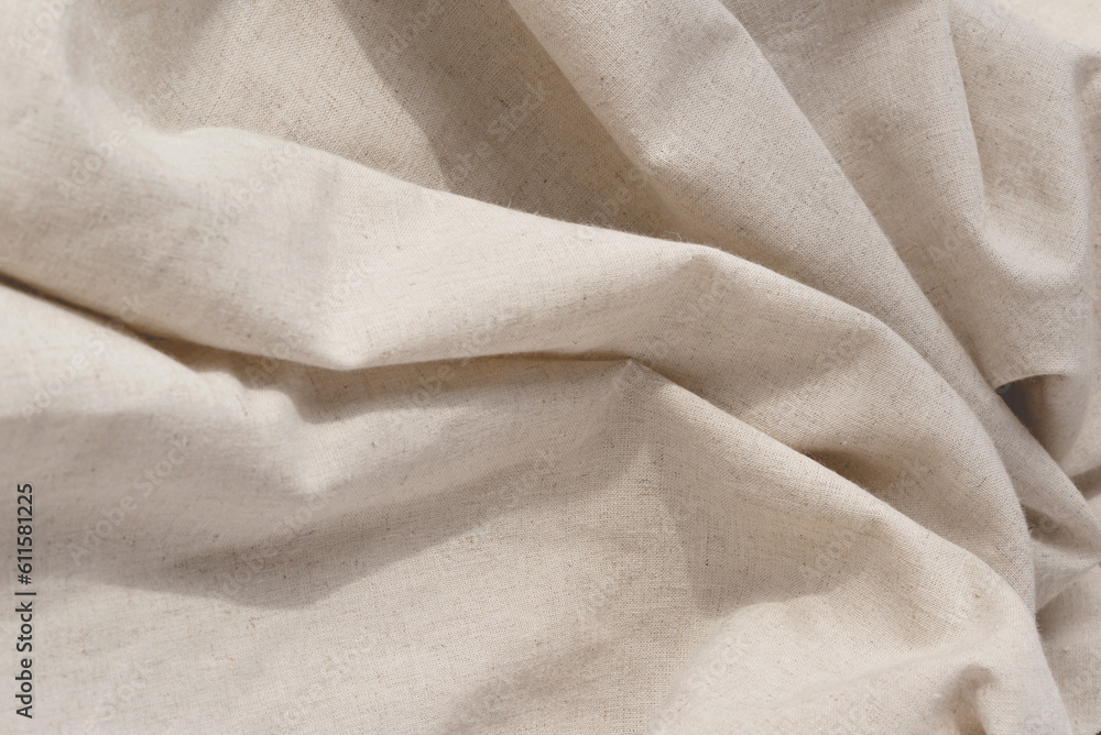 Soft draped neutral beige linen fabric texture, aesthetic textile ...